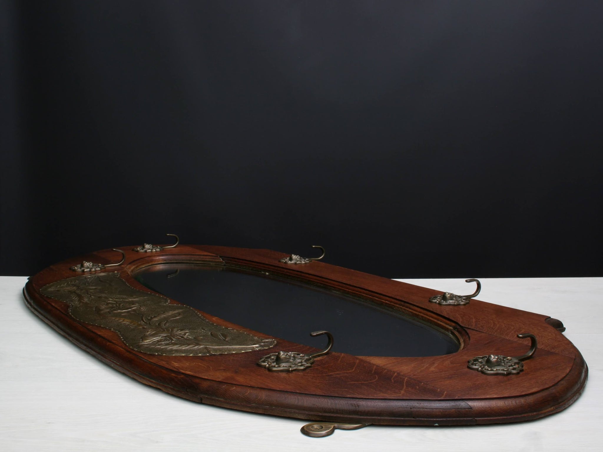 Mirror Coat Rack with Hooks | unique Flower Art on Wood Coat Rack ...